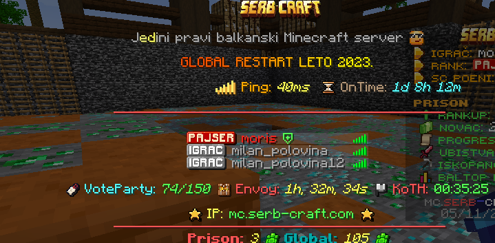 Prijava igraca - milan_polovina - Pregledane prijave - SERB-CRAFT Forum